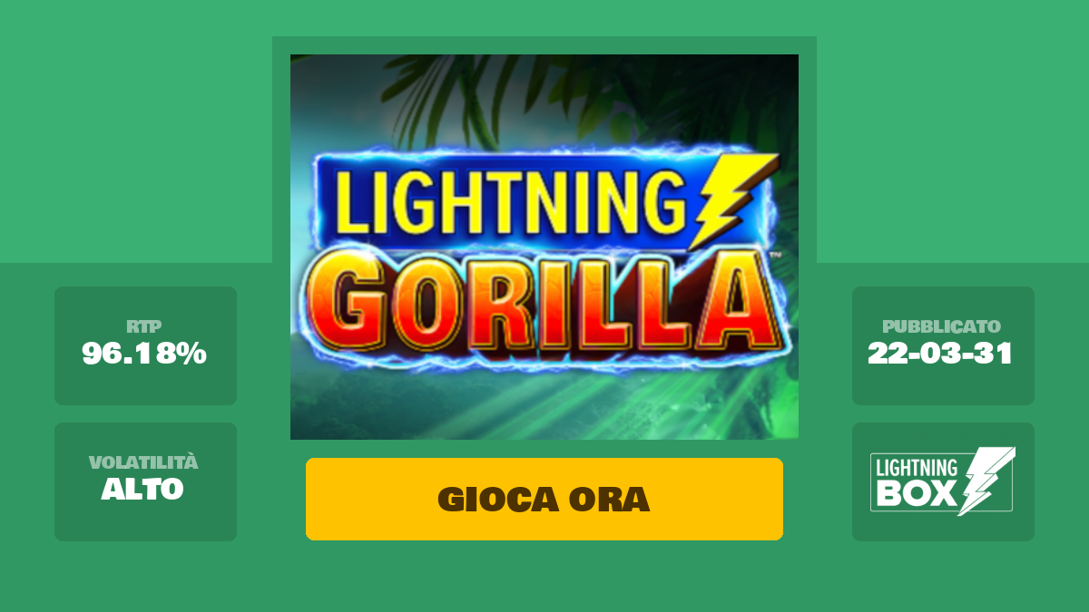 Lightning Gorilla Slot Machine – Gioca Gratis Online
