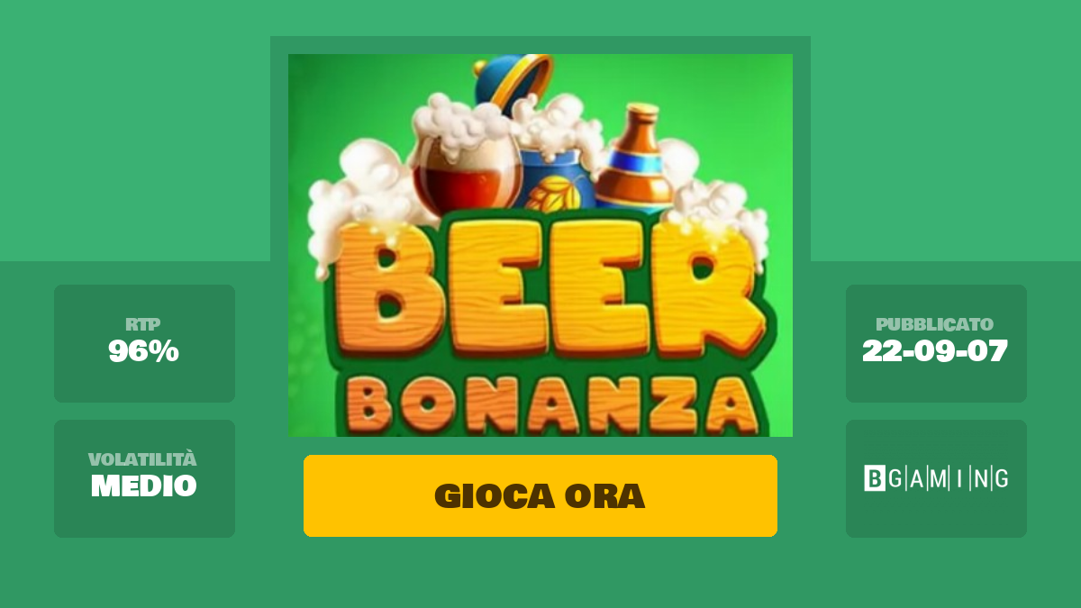 Beer Bonanza Slot Machine – Gioca Gratis Online