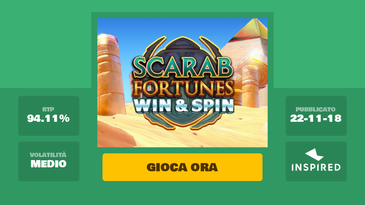 Scarab Fortunes Win and Spin Slot Machine – Gioca Gratis Online